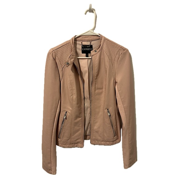 Express | Jackets & Coats | 7 Express Baby Pink Leather Jacket | Poshmark